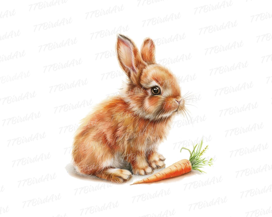 14 Cute Bunny Clipart Set, Watercolor Rabbit Clipart, Printable ...