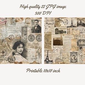 22 Jpg Junk Journal Ephemera Kit, Postcards, Handwritten Letters ...