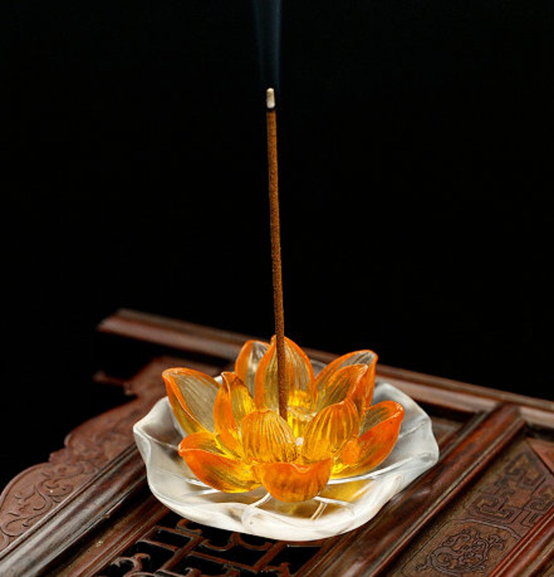 Meditation Liu Li Lotus Incense Stick Holder Peace Serenity Tranquility ...