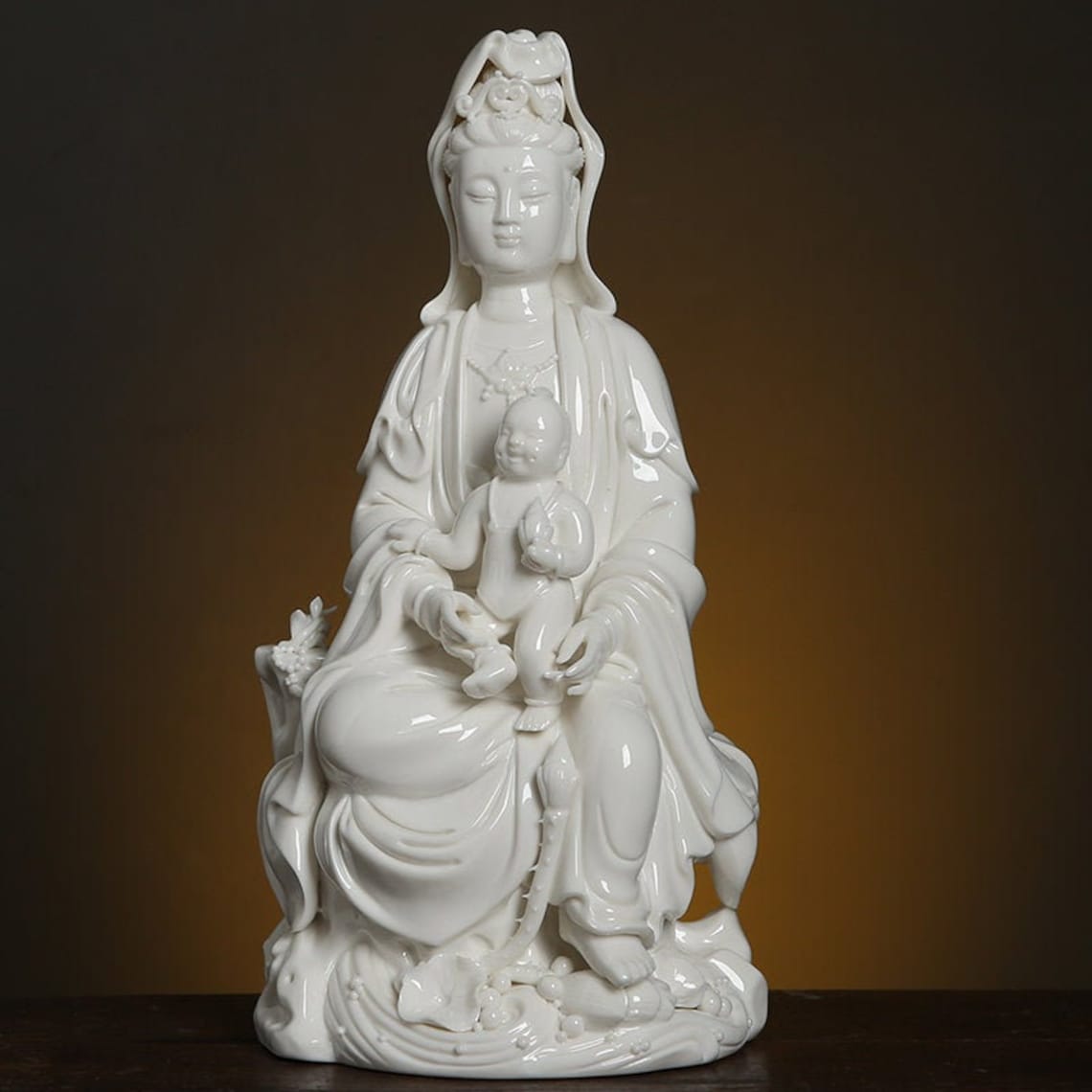 Handmade Guan Yin Carrying Baby Statue Mindful Gift - Etsy