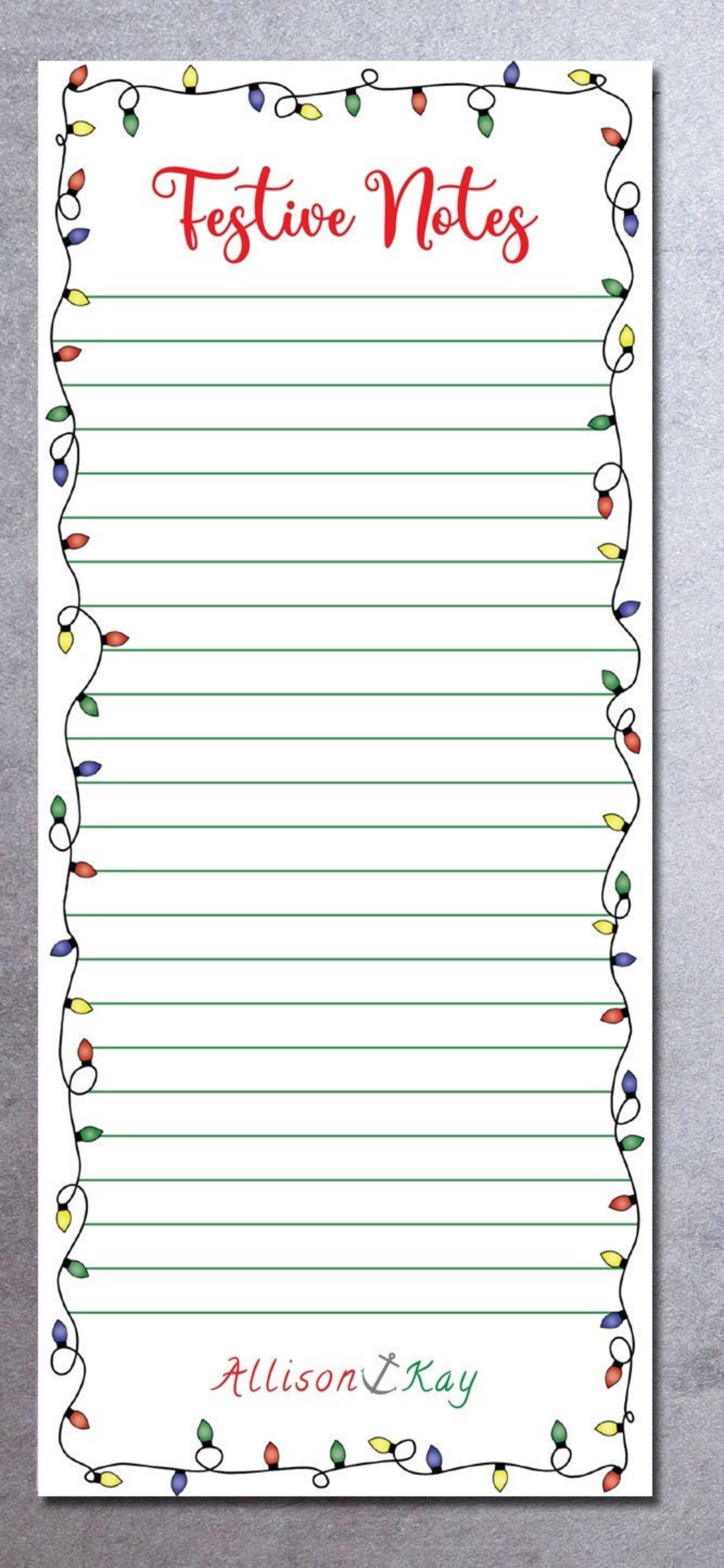 Christmas Lights & Festive Notes Rectangle Lined Notepad - Etsy