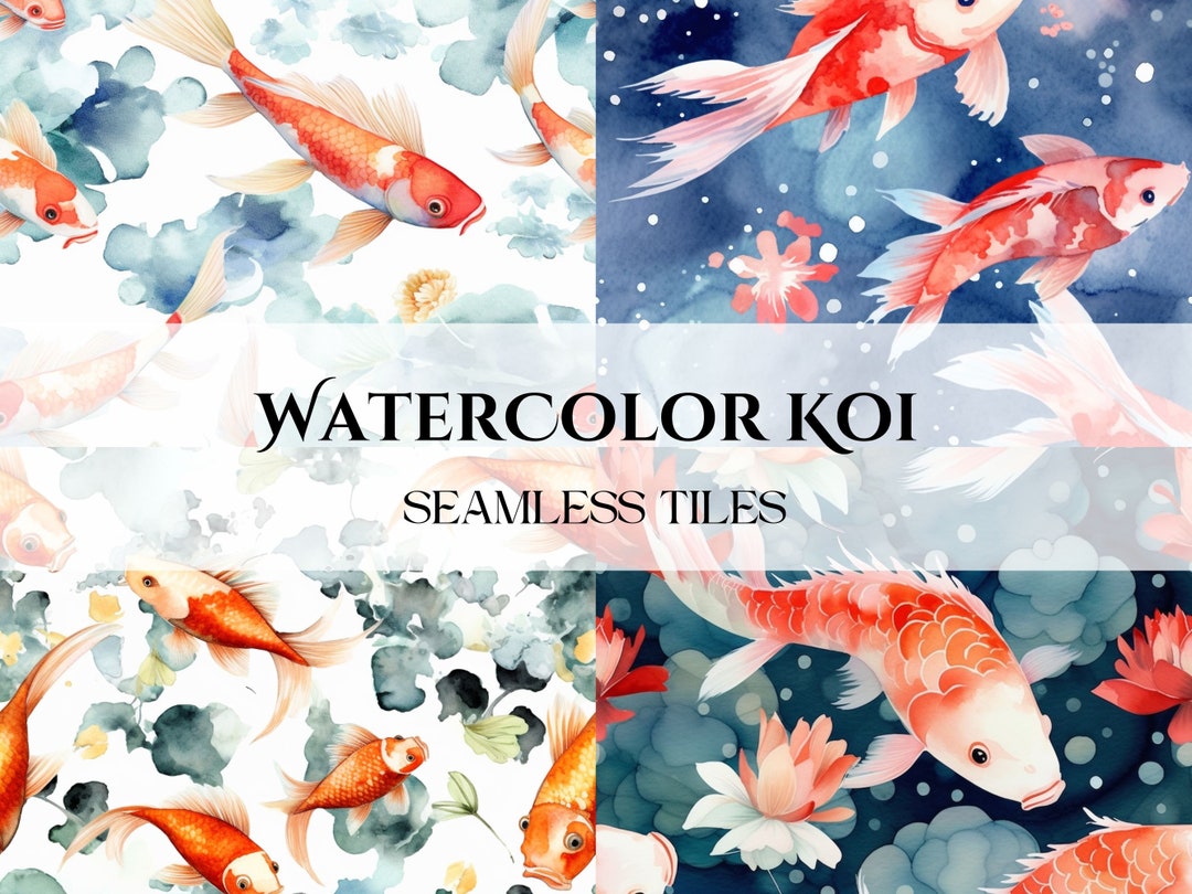Koi Watercolor Digital Paper - SEAMLESS - Watercolor Koi Patterns - 4 ...