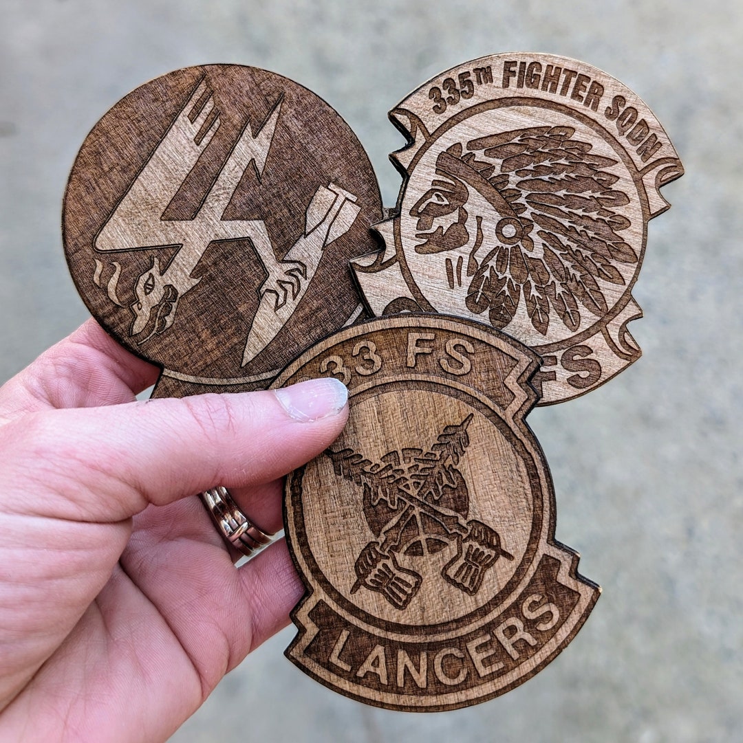 Wooden Squadron Patch Magnet Strike Eagle Viper Panther Raptor F15 F16 ...