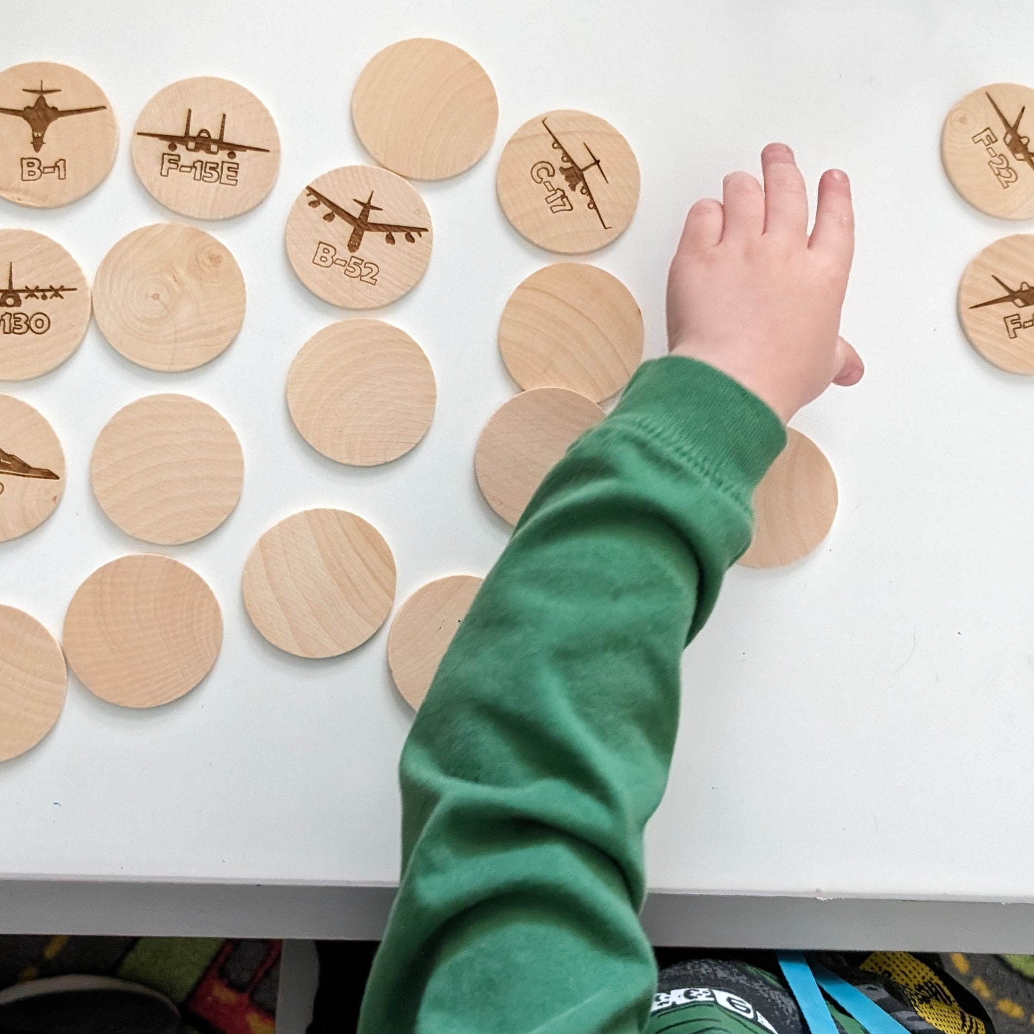 Military Aircraft Coin Matching Game Educational Wooden Set USAF ...