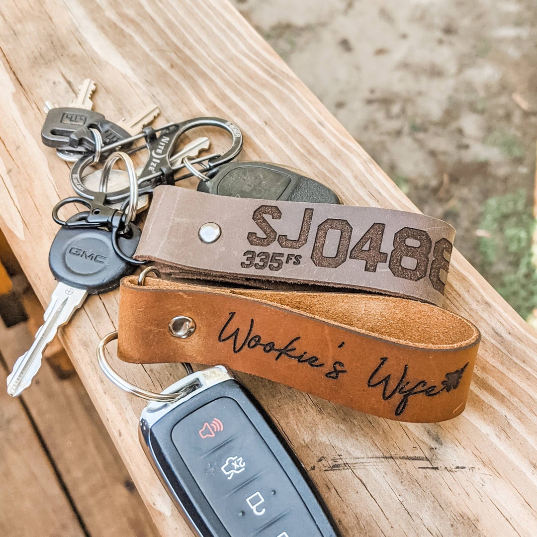 Leather Keychain Jet Tail Number Pilot WSO Pilot Wife Airplane F15 F16 ...