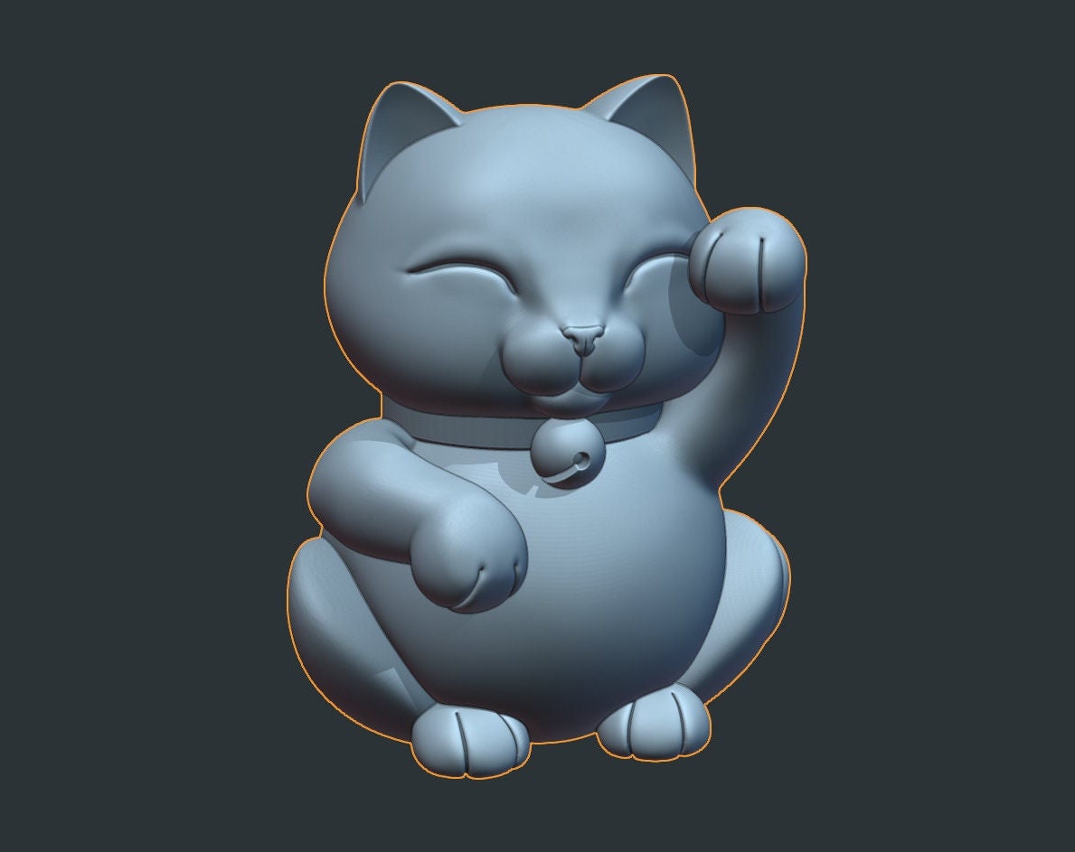 Maneki Neko Lucky Cat Charm 3D Print Model - Etsy