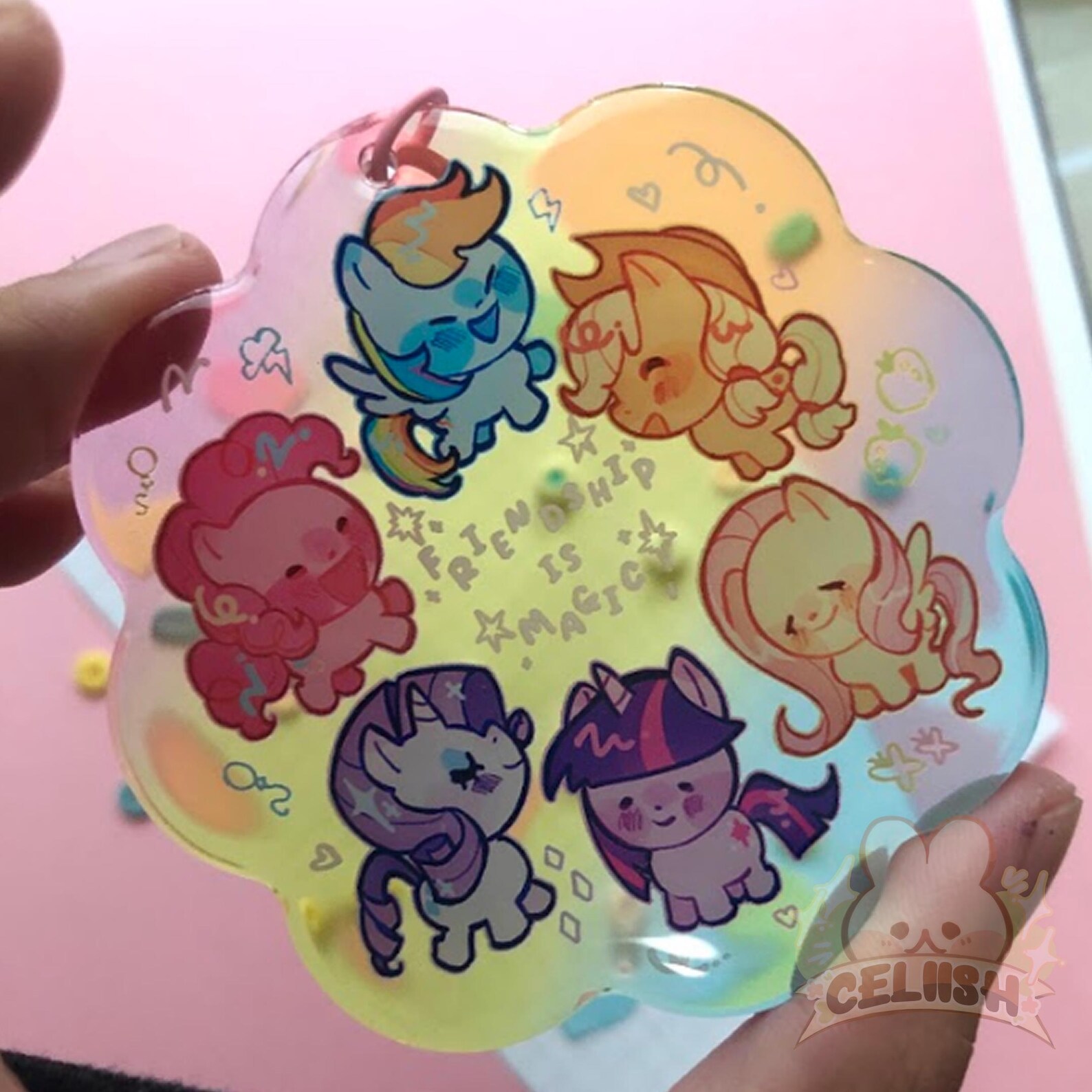 Friendship Translucent Rainbow Gradient Epoxy Acrylic Charm - 2.8” - Etsy