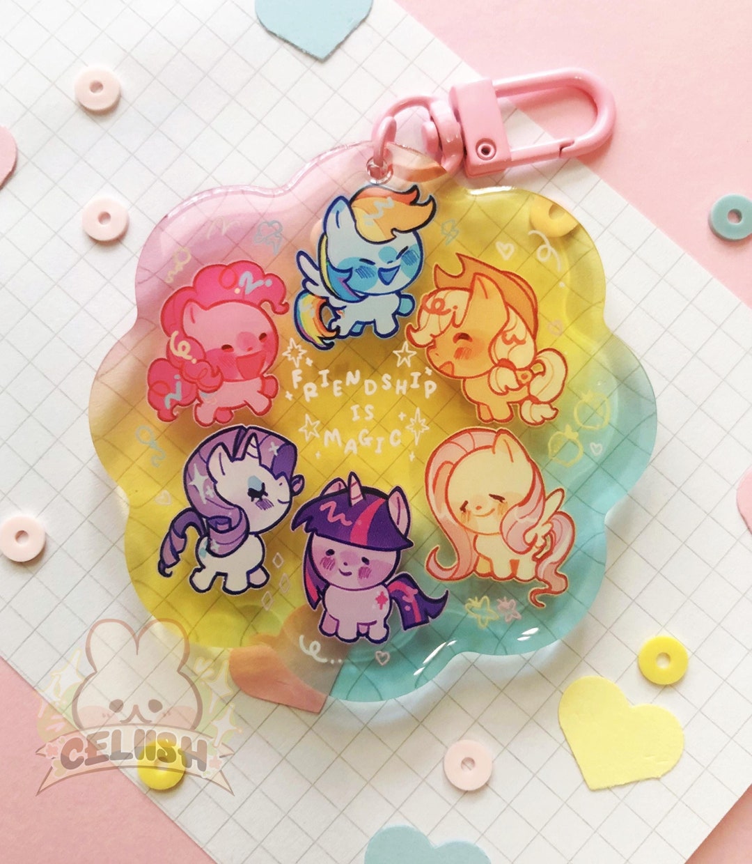 Friendship Translucent Rainbow Gradient Epoxy Acrylic Charm - 2.8” - Etsy