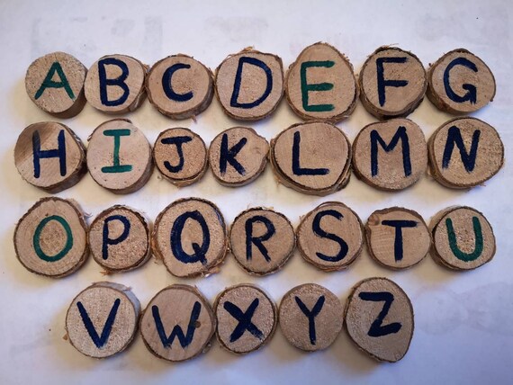 Alphabet Log Slices Handpainted Log Slices | Etsy