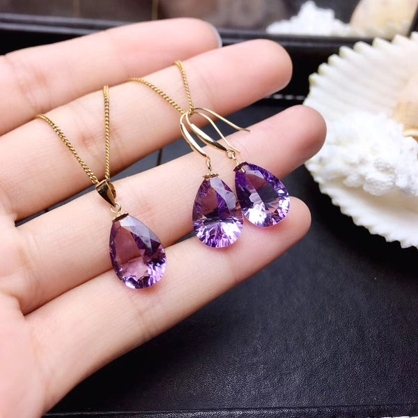 Amethyst Jewelry Set - Etsy