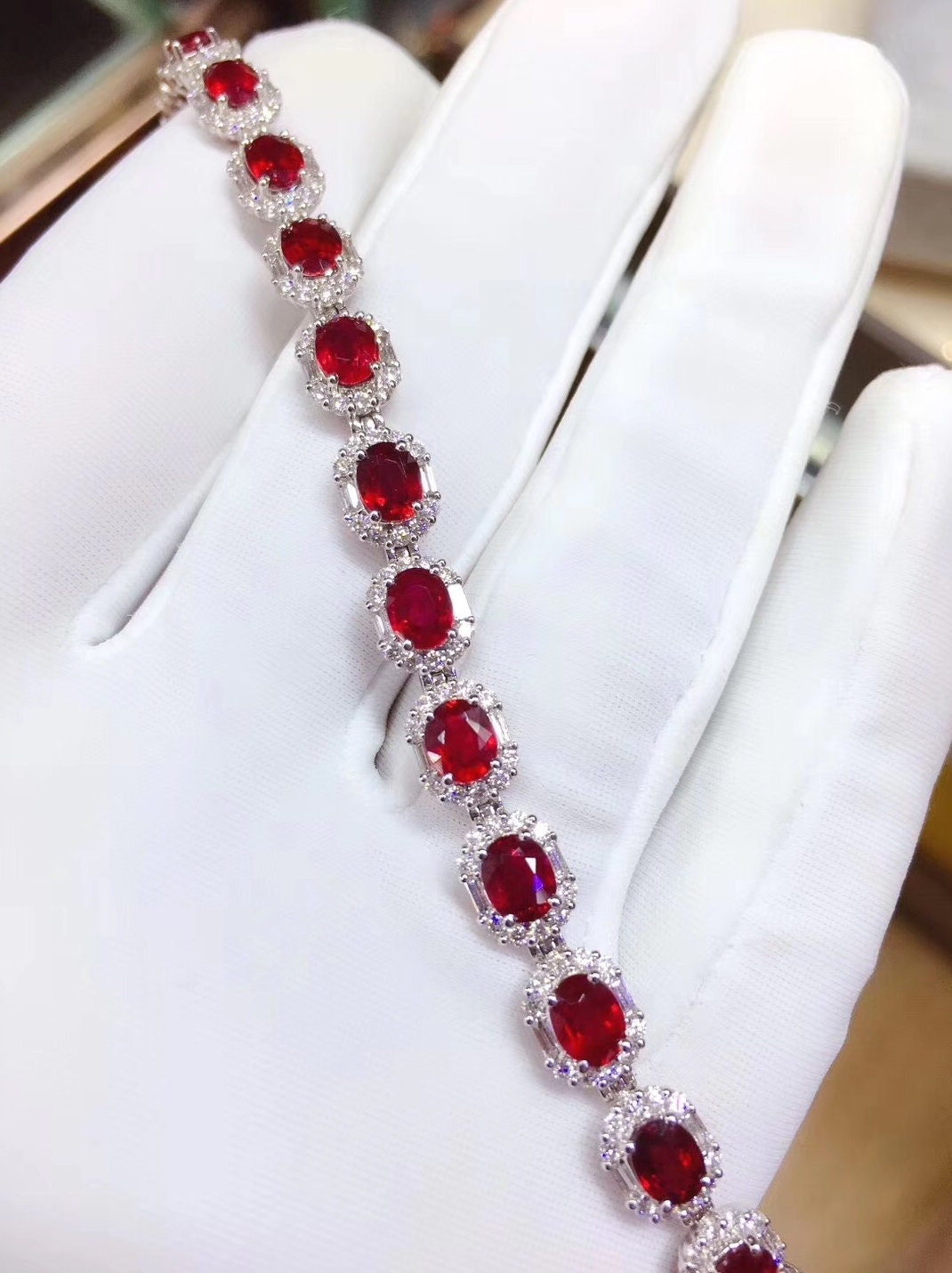 Natural Ruby Bracelet / Red Ruby / Natural Ruby Jewelry / White Gold ...