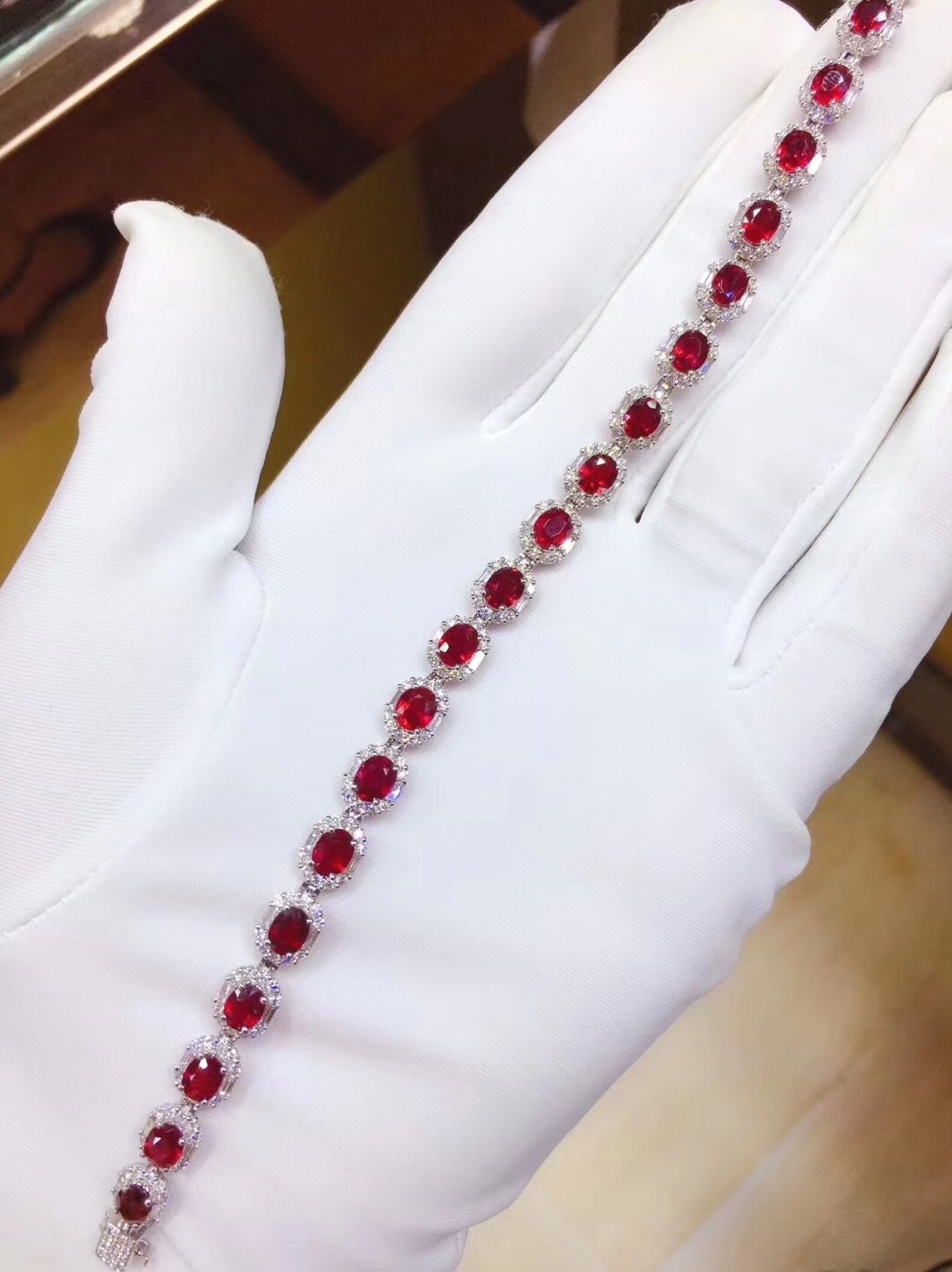 Natural Ruby Bracelet / Red Ruby / Natural Ruby Jewelry / White Gold ...