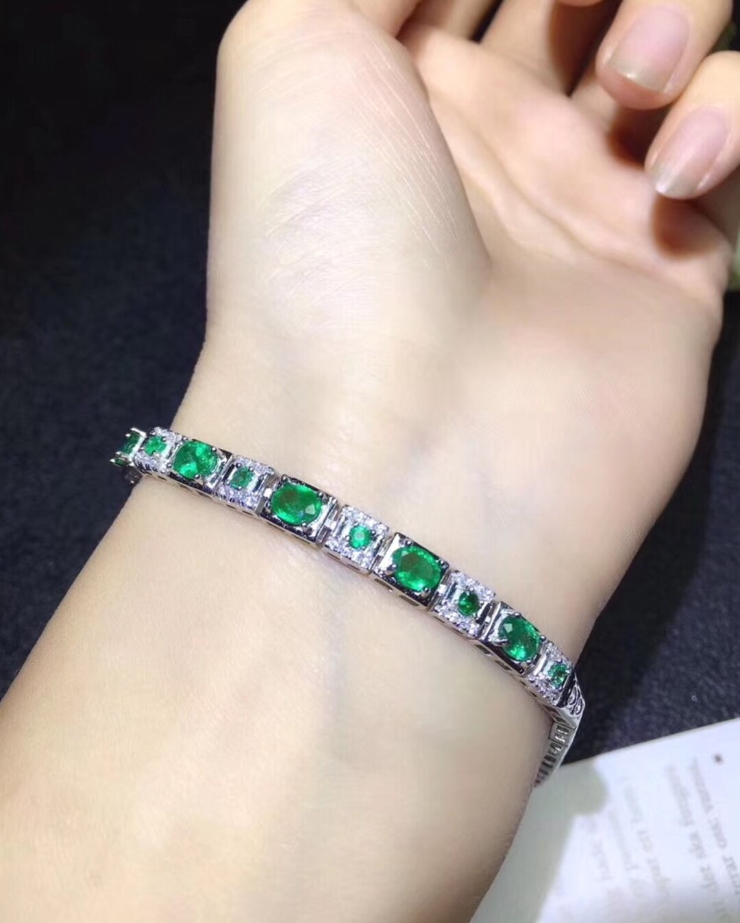 Luxury Natural Emerald Bracelet / Green Emerald / Natural Emerald ...
