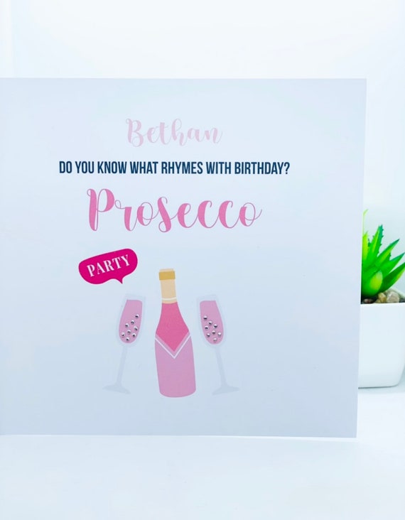 Happy Birthday Prosecco Card Birthday Card Prosecco - Etsy