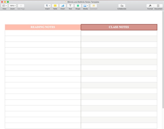 Chart Notes Template
