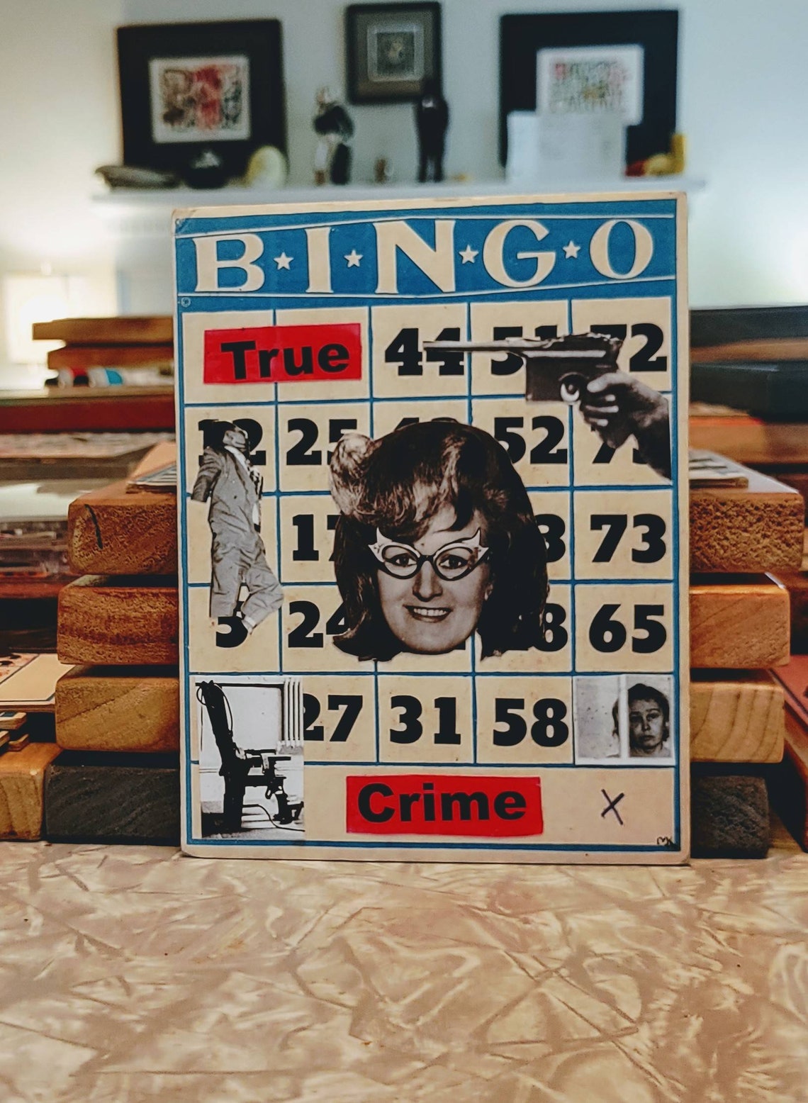 True crime altered collages bingo card original art entitled | Etsy