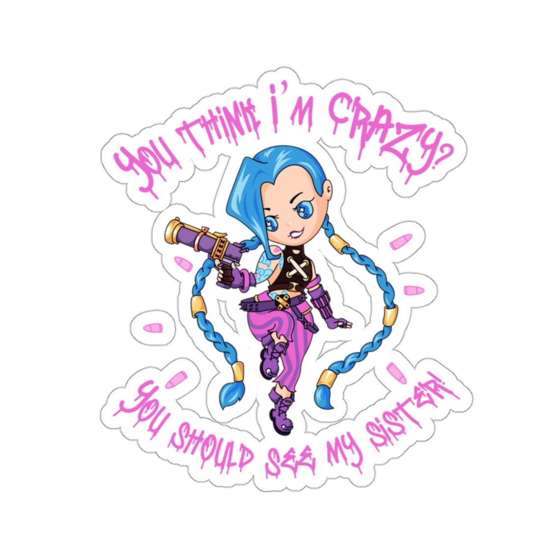 Arcane Jinx Sticker League of Legends Sticker Arcane - Etsy