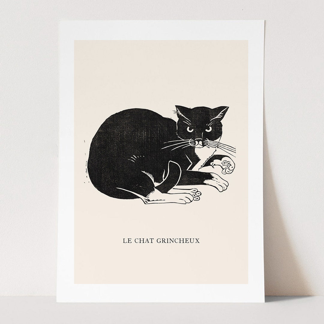 Grumpy French Cat Art Print Funny Cat Lover Wall Decor - Etsy