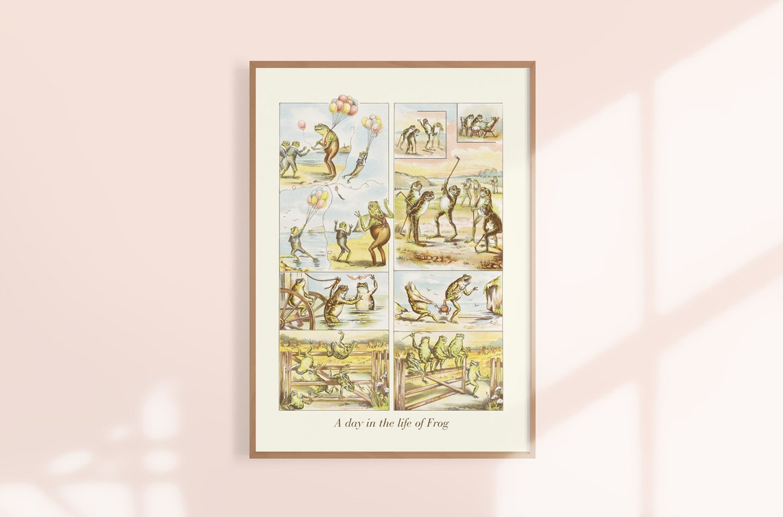 Cottagecore Frog Meme Print Funny Comic A Day in the Life | Etsy