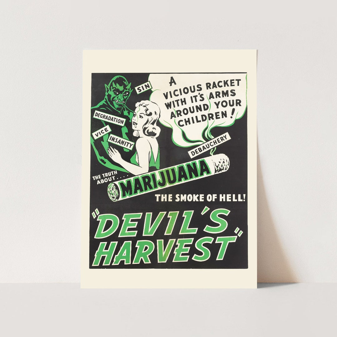 Funny Retro Marijuana Movie Poster Print - 'devils Harvest'. Vintage ...