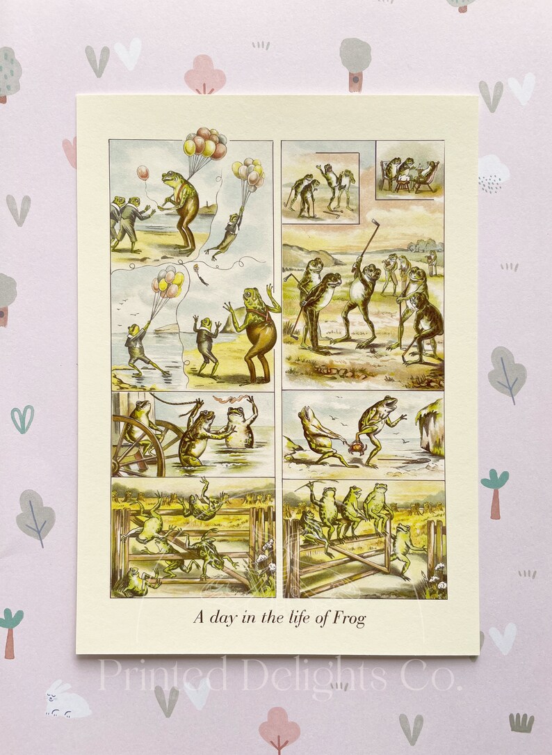 Cottagecore Frog Meme Print Funny Comic A Day in the Life | Etsy