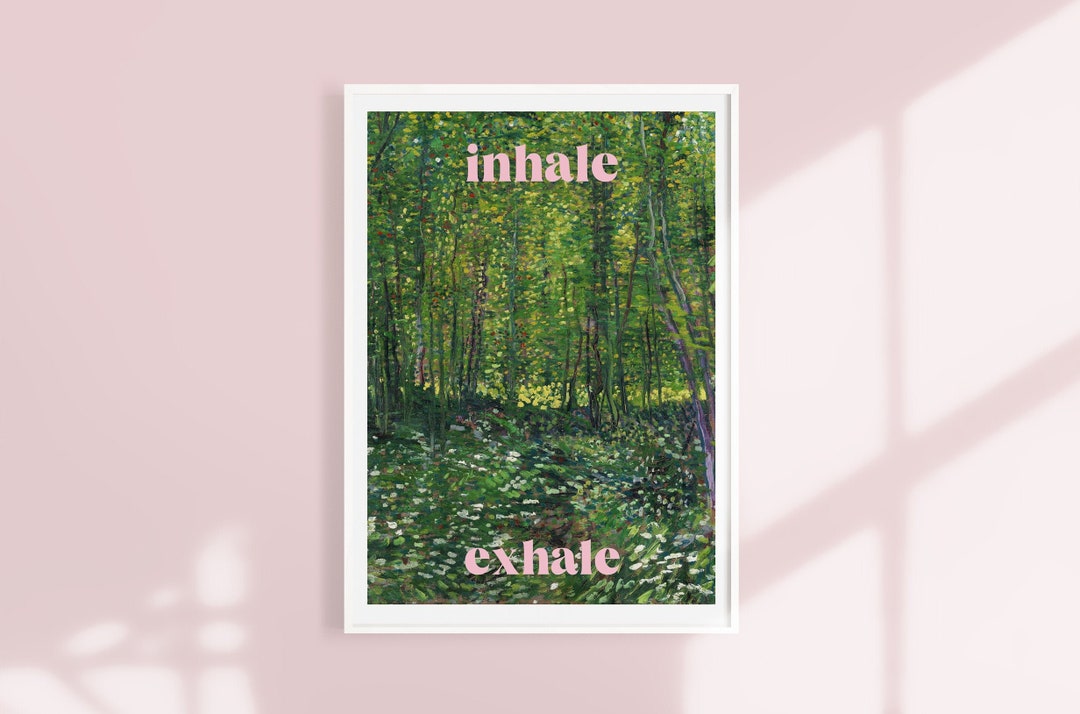 Inhale Exhale + Trees Art Print | Van Gogh Oil Painting | Green Modern ...