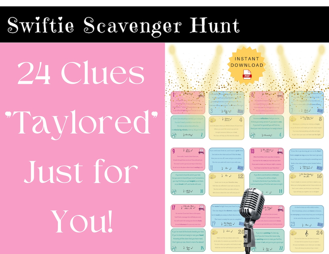 Swiftie Scavenger Hunt - A "taylored" Treasure Hunt Just for You - PDF ...