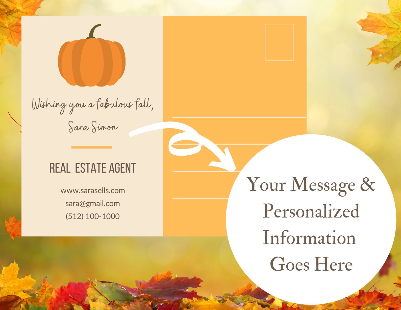 Personalized Fall Postcard Customized Marketing Post Card | Etsy