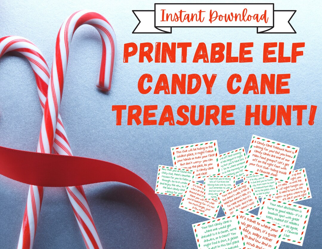 Elf Candy Cane Treasure Hunt! INSTANT DOWNLOAD - Easy Elf Activity ...
