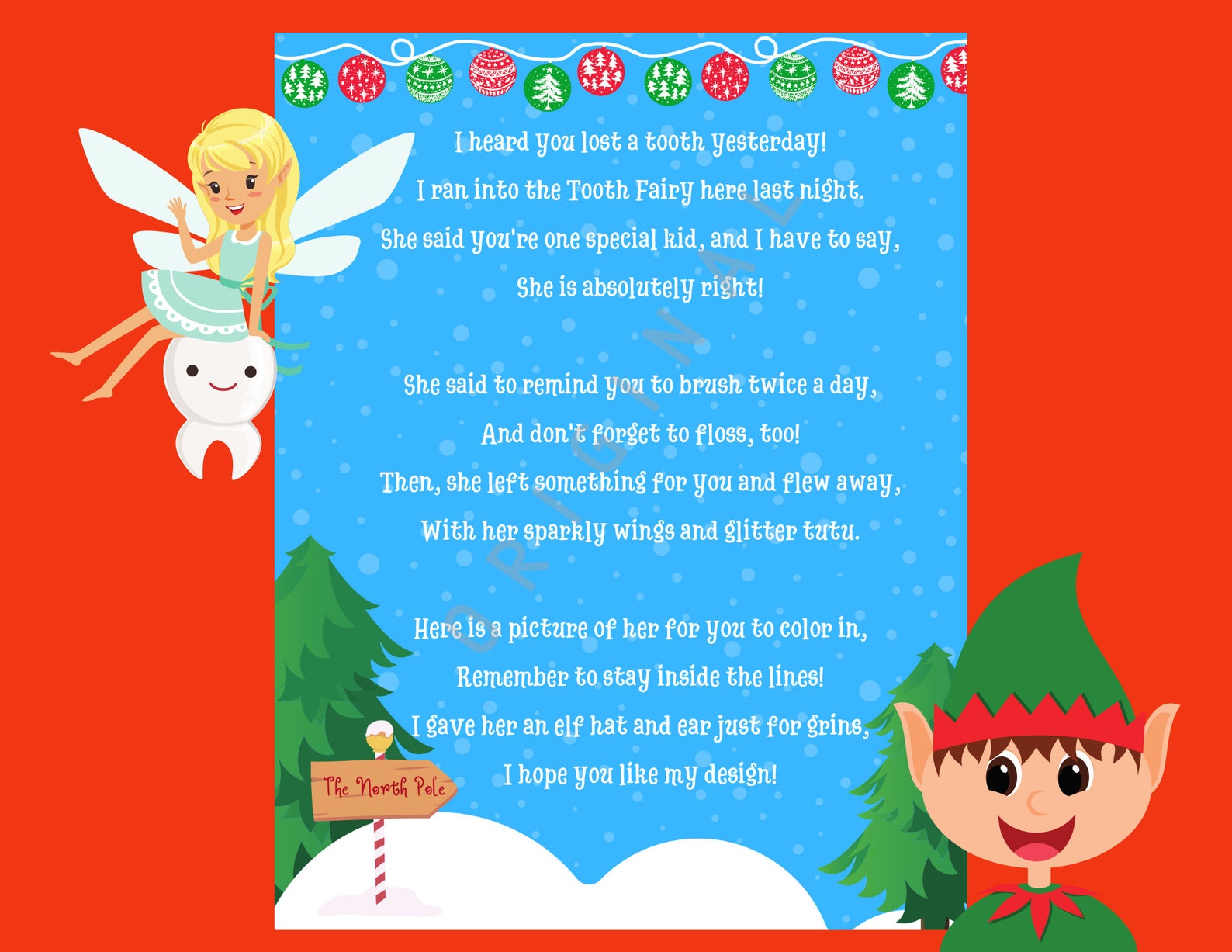 Elf & Tooth Fairy Letter Bundle: Printable Coloring Activity (instant ...