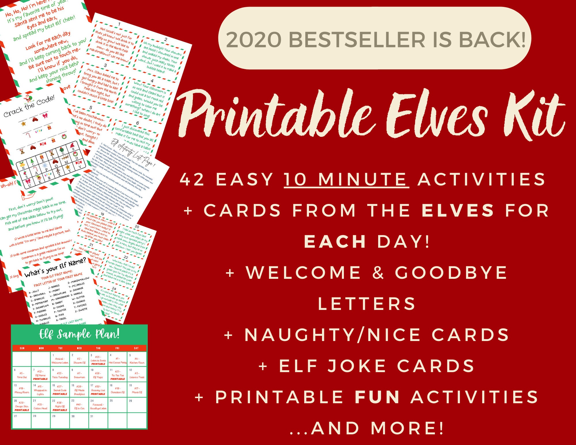 COMPLETE Elf Bundle for 2 ELVES 42 Printable Cards and | Etsy