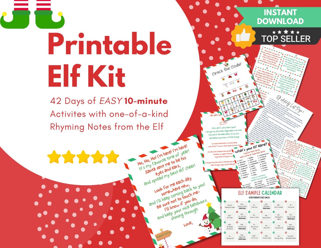 Elf Activity Printable Bundle: 42 Rhyming Notes & Activities (digital ...