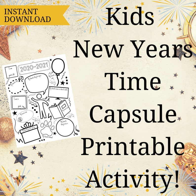 New Year's Kids Time Capsule Printable New Year's Eve | Etsy