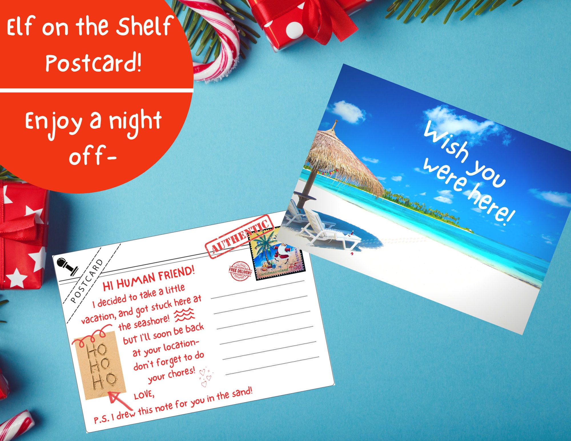 Elf Postcard INSTANT DIGITAL DOWNLOAD Stress Free - Etsy Australia