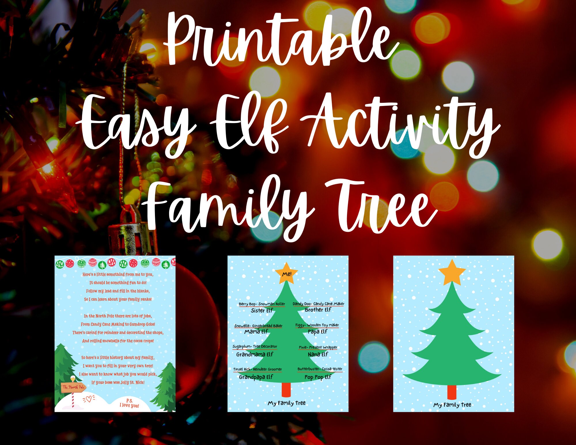 Elf Family Tree Easy Elf Activity Family Christmas | Etsy