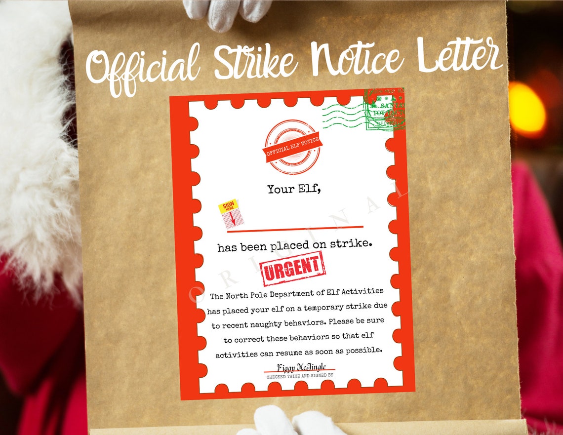 Elf on Strike Printable Bundle INSTANT DOWNLOAD Letter From | Etsy