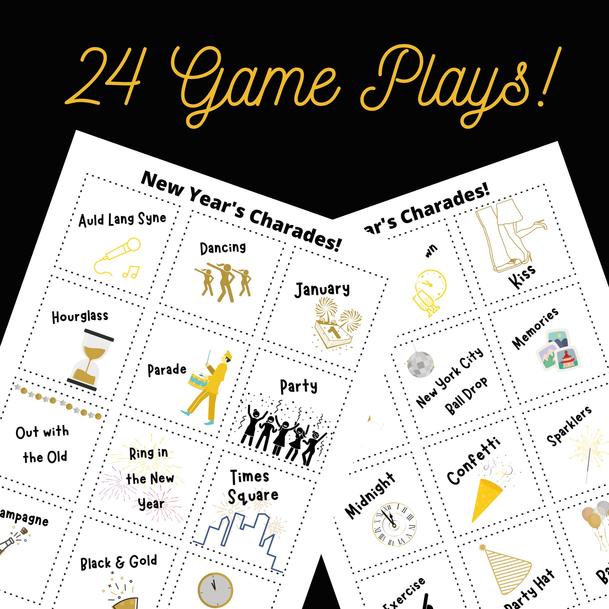 New Year's Charades Printable New Year's Eve Fun | Etsy