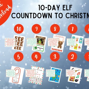 ELF Countdown to Christmas - Printable INSTANT DOWNLOAD 10 Days - Kids ...