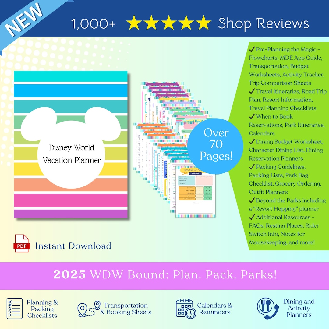 WDW Vacation Planner: Orlando Theme Park Itineraries (printable PDF) - Etsy