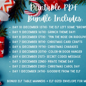 ELF Countdown to Christmas - Printable INSTANT DOWNLOAD 10 Days - Kids ...
