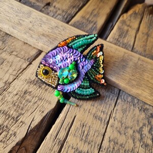 Colorful Beaded Fish Brooch - Handmade Beaded Fish Pin - Unique Gift Idea - Jewelry for Ocean ...