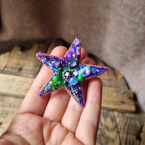 Beaded Star Brooch, Colorful Star Pin, Embroidered Jewelry, Exclusive ...