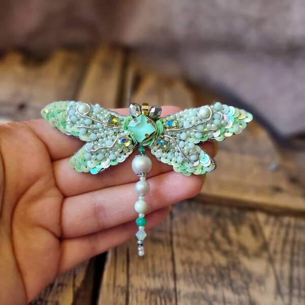 Beads Embroidered Dragonfly - Etsy