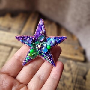 Beaded Star Brooch, Colorful Star Pin, Embroidered Jewelry, Exclusive ...