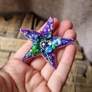 Beaded Star Brooch, Colorful Star Pin, Embroidered Jewelry, Exclusive ...
