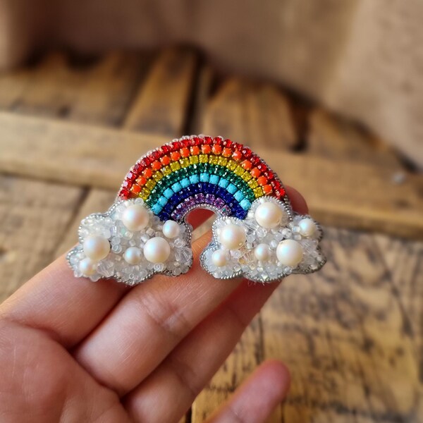 Rainbow Brooch - Etsy