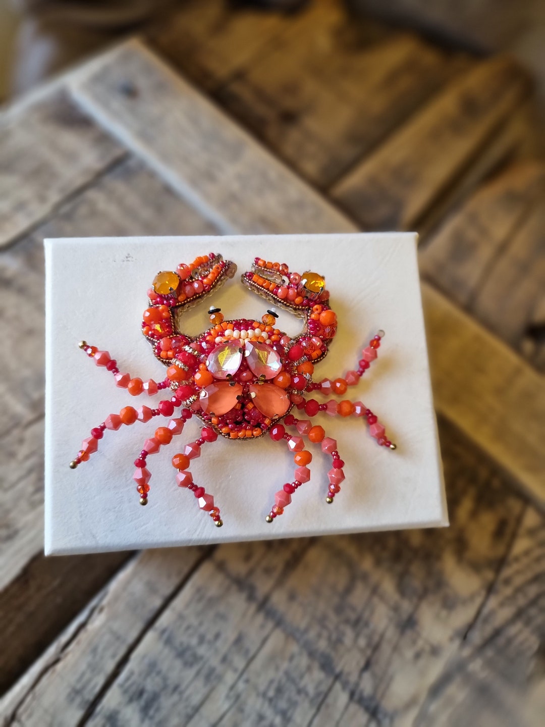 Handmade Crab Brooch Beaded Crab Pin Cancer Jewelry Summer - Etsy