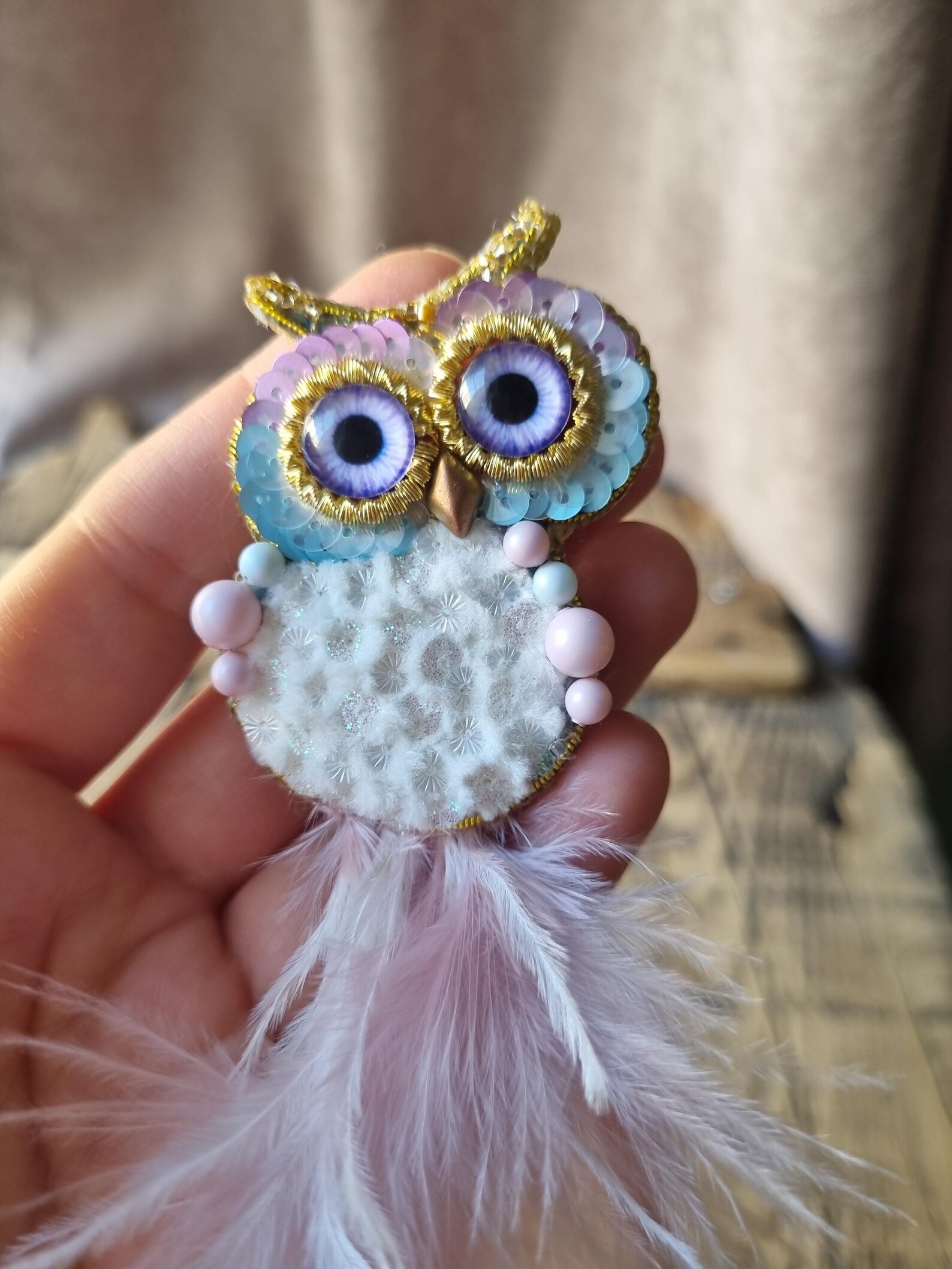 Beaded Owl Brooch, Handmade Owl Pin, Bird Jewelry Gift - Etsy