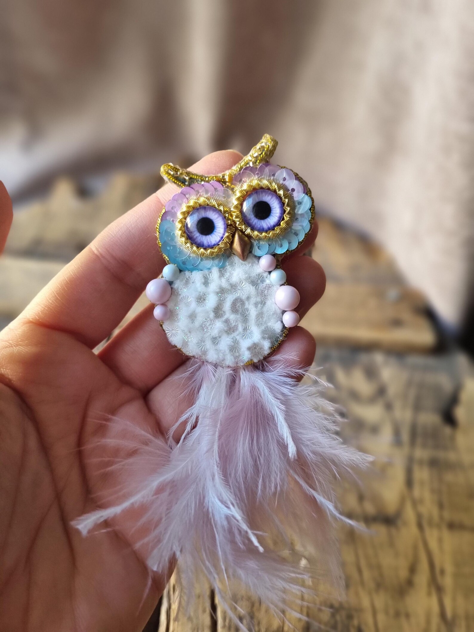 Beaded Owl Brooch, Handmade Owl Pin, Bird Jewelry Gift - Etsy
