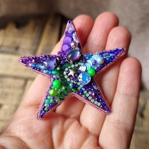 Beaded Star Brooch, Colorful Star Pin, Embroidered Jewelry, Exclusive ...